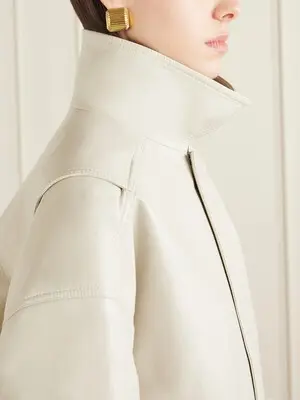 AGOLDE Aston Recycled Leather-blend Bomber Jacket - Neutrals
