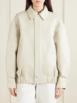 AGOLDE Aston Recycled Leather-blend Bomber Jacket - Neutrals