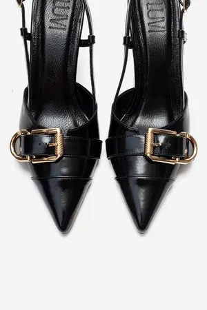 PROLOGUE SHOES Noen Buckle Stiletto Pumps - Black