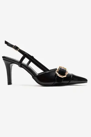 PROLOGUE SHOES Noen Buckle Stiletto Pumps - Black