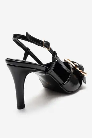PROLOGUE SHOES Noen Buckle Stiletto Pumps - Black