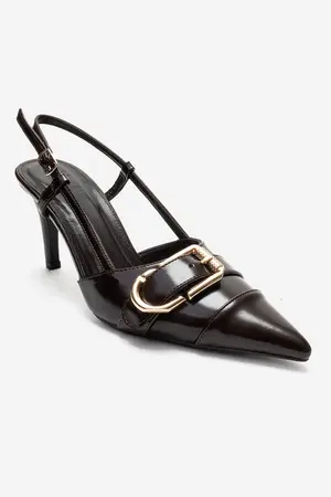 PROLOGUE SHOES Noen Buckle Stiletto Pumps - Brown