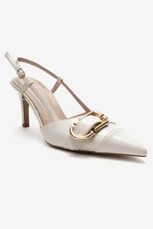 PROLOGUE SHOES Noen Buckle Stiletto Pumps - Ecru