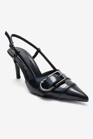 PROLOGUE SHOES Noen Buckle Stiletto Pumps - Navy