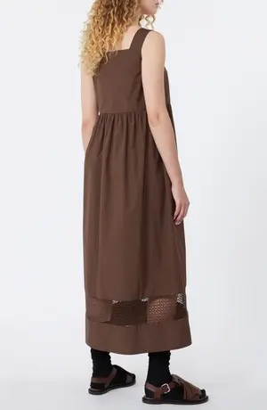 Max Mara Gola Lace Inset Cotton Dress - Chocolate