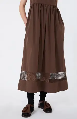 Max Mara Gola Lace Inset Cotton Dress - Chocolate