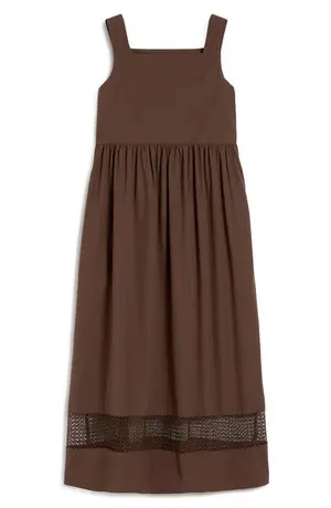 Max Mara Gola Lace Inset Cotton Dress - Chocolate