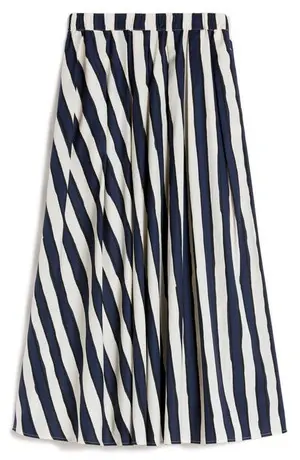 Max Mara Striped Cotton Skirt - Navy