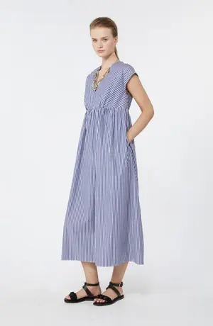 Max Mara Molo Stripe Cotton Dress - Navy
