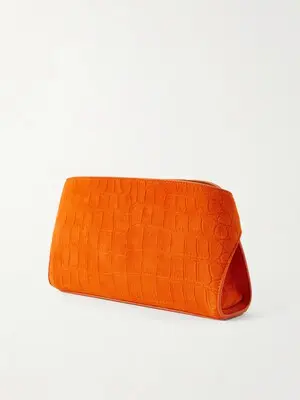 FERRAGAMO Hug Croc-effect Suede Shoulder Bag