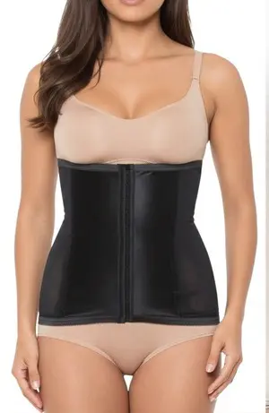 RAGO Shapette Powermesh Satin Panel Waist Cincher - Black