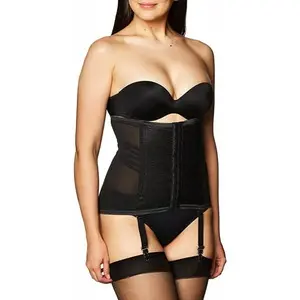 RAGO Waist Trainer Girdle With Garters Firm Shaping - Black