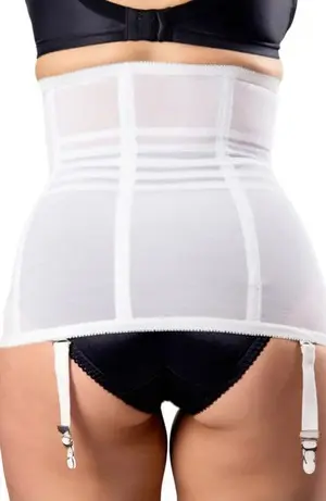 RAGO Waist Trainer Girdle With Garters Firm Shaping - White