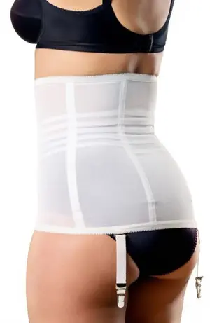 RAGO Waist Trainer Girdle With Garters Firm Shaping - White