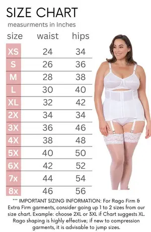 RAGO Waist Trainer Girdle With Garters Firm Shaping - White