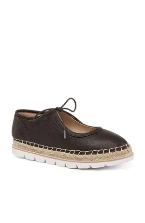J/SLIDES NYC Billie Leather Oxford-espadrille Sneakers - Dark Brown