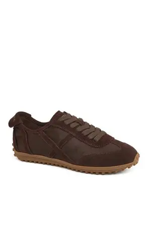 J/SLIDES NYC Emily Suede Sneaker - Chocolate