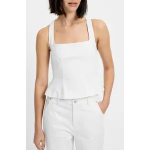 French Connection Inez Stretch Cotton Twill Peplum Top - Summer White