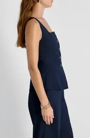 French Connection Square Neck Twill Top