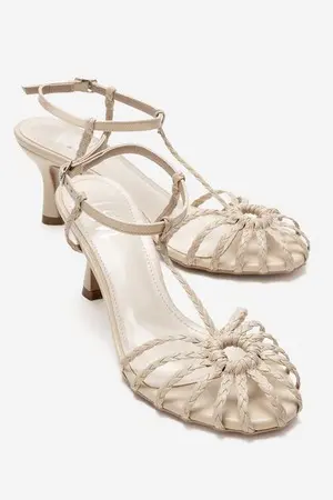 PROLOGUE SHOES Gerald Woven Stiletto Pumps - Beige