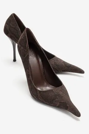 PROLOGUE SHOES Pointed Toe Stiletto Pumps - Brown Pattern