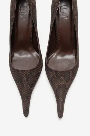 PROLOGUE SHOES Pointed Toe Stiletto Pumps - Brown Pattern