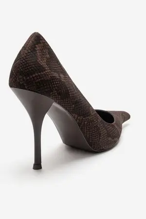 PROLOGUE SHOES Pointed Toe Stiletto Pumps - Brown Pattern