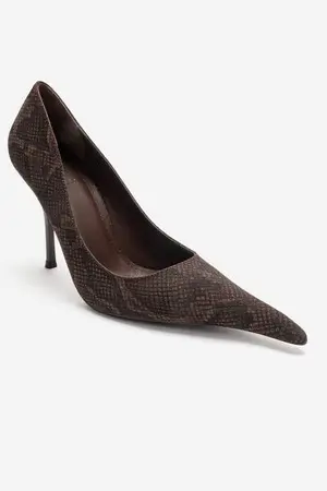 PROLOGUE SHOES Pointed Toe Stiletto Pumps - Brown Pattern