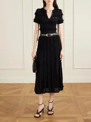 Max Mara Grazia Fringed Knitted Midi Dress