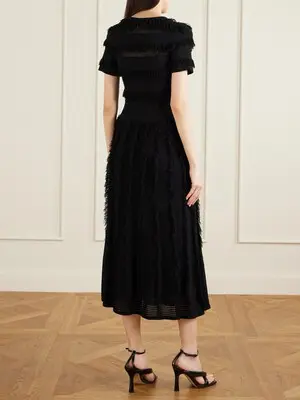 Max Mara Grazia Fringed Knitted Midi Dress