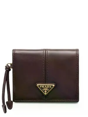 Prada Logo-plaque Leather Wallet - Brown