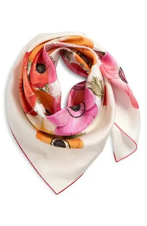 FERRAGAMO Anemone Floral Silk Square Scarf