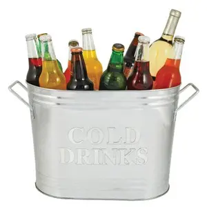 TWINE Cold Beverages Galvanized Metal Beverage Tub - Silver