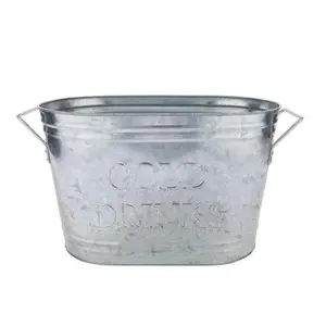 TWINE Cold Beverages Galvanized Metal Beverage Tub