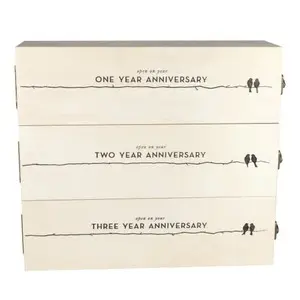 TWINE Newlywed's Anniversary 3-bottle En Wine Box - Wood