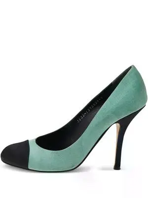GINA 140mm Leather Pumps With Contrasting Cap Toe