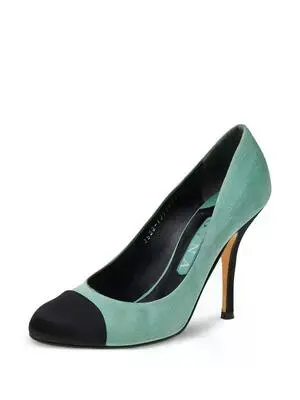 GINA 140mm Leather Pumps With Contrasting Cap Toe