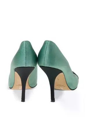 GINA 140mm Leather Pumps With Contrasting Cap Toe