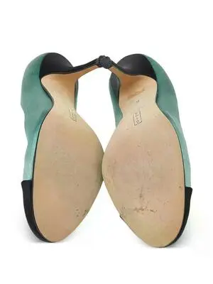 GINA 140mm Leather Pumps With Contrasting Cap Toe