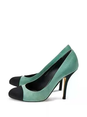 GINA 140mm Leather Pumps With Contrasting Cap Toe