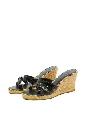 Burberry Patent Leather Espadrille Wedge Sandals