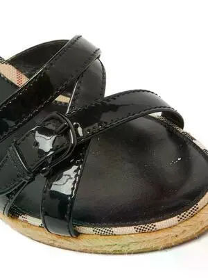Burberry Patent Leather Espadrille Wedge Sandals