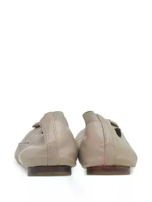 Tory Burch Beige Leather Ballet Flats With Logo Plaque