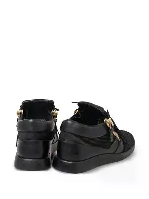 GIUSEPPE ZANOTTI Leather Low-top Sneakers With Gold-tone Hardware