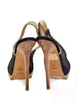 Fendi Mesh Panelled Slingback Pumps