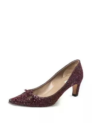 Marc Jacobs Burgundy Glitter Leather Pumps