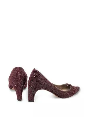 Marc Jacobs Burgundy Glitter Leather Pumps