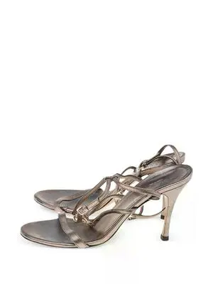 Gucci Bronze Leather Strappy Sandals