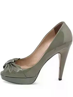 Valentino Garavani Patent Leather Peep Toe Platform Bow Pumps
