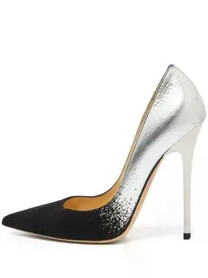 JIMMY CHOO Metallic Leather Pointed Toe Stiletto Heels